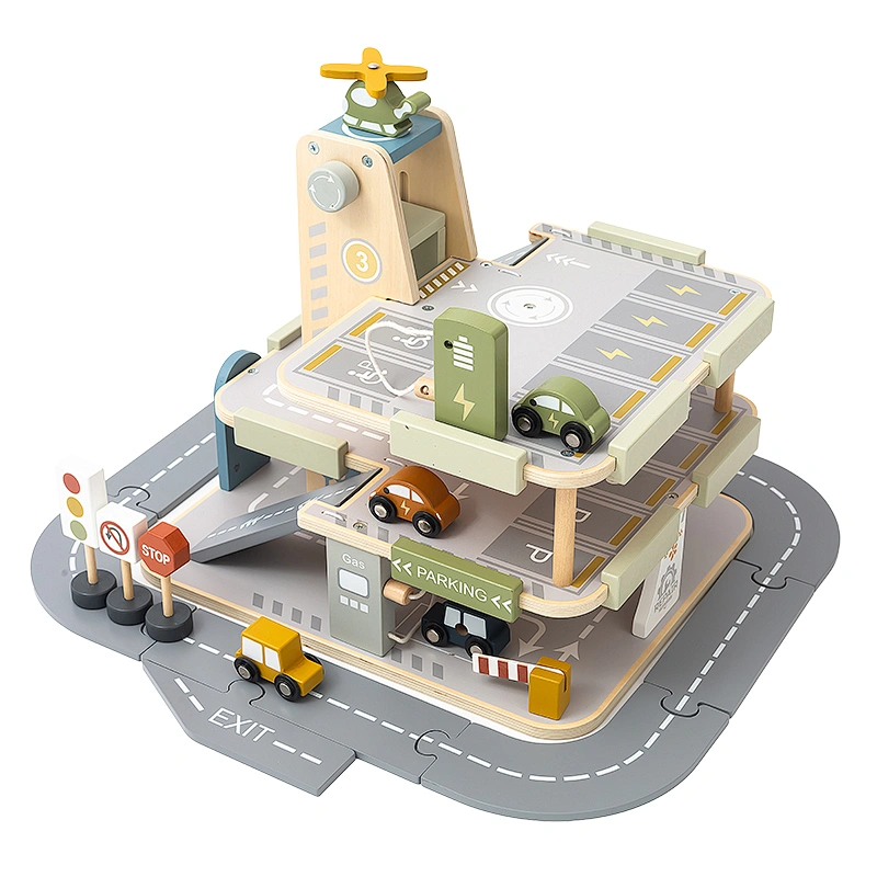 kids Wooden Parking Lot Toy Set